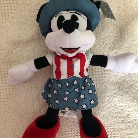 Disney | Toys | Disney Minnie Mouse Plush Toy Red White And Blue | Poshmark